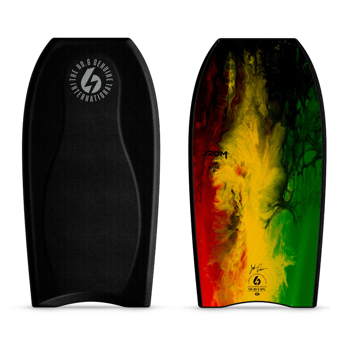 No 6 Bodyboards Jacob Romero Contour PP 2025 Model Black/Rasta ...